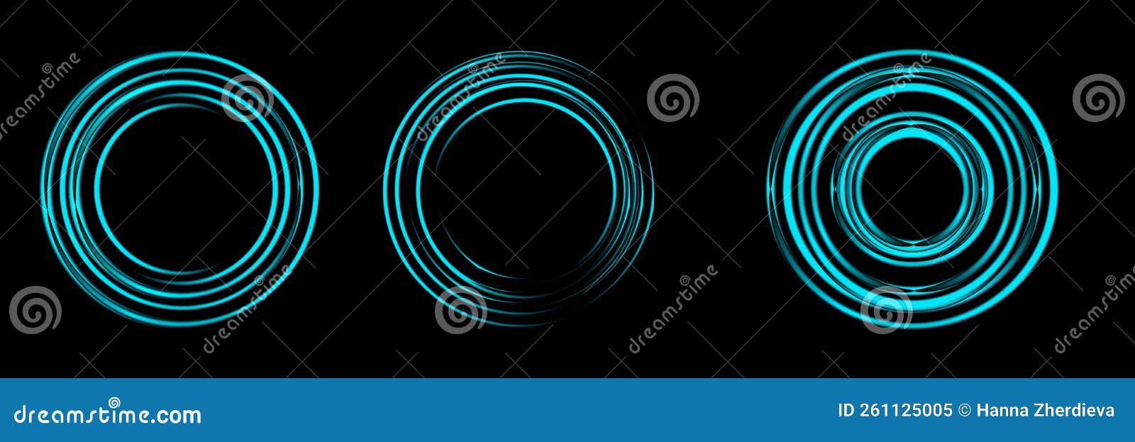 Gradient Neon Circle Frame Set. Line Light. Glowing Border Isolated on ...
