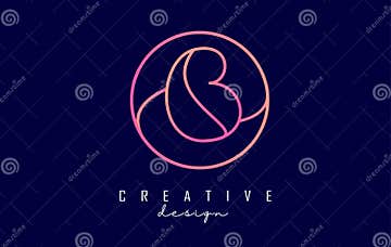 Gradient Outline Letter B Logo with Circle Frame and Monogram Design ...
