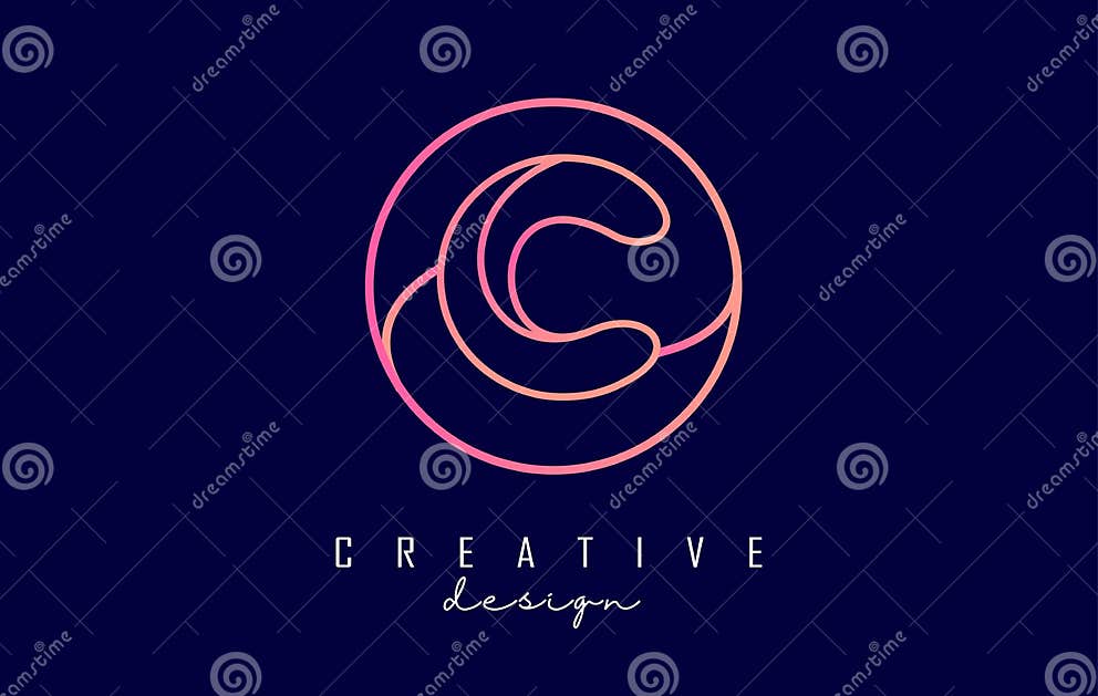 Gradient Outline Letter C Logo with Circle Frame and Monogram Design ...