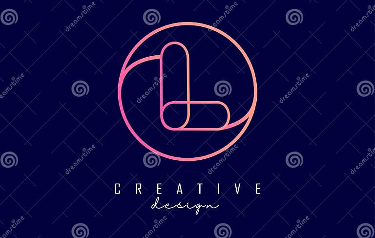 Gradient Outline Letter L Logo with Circle Frame and Monogram Design ...