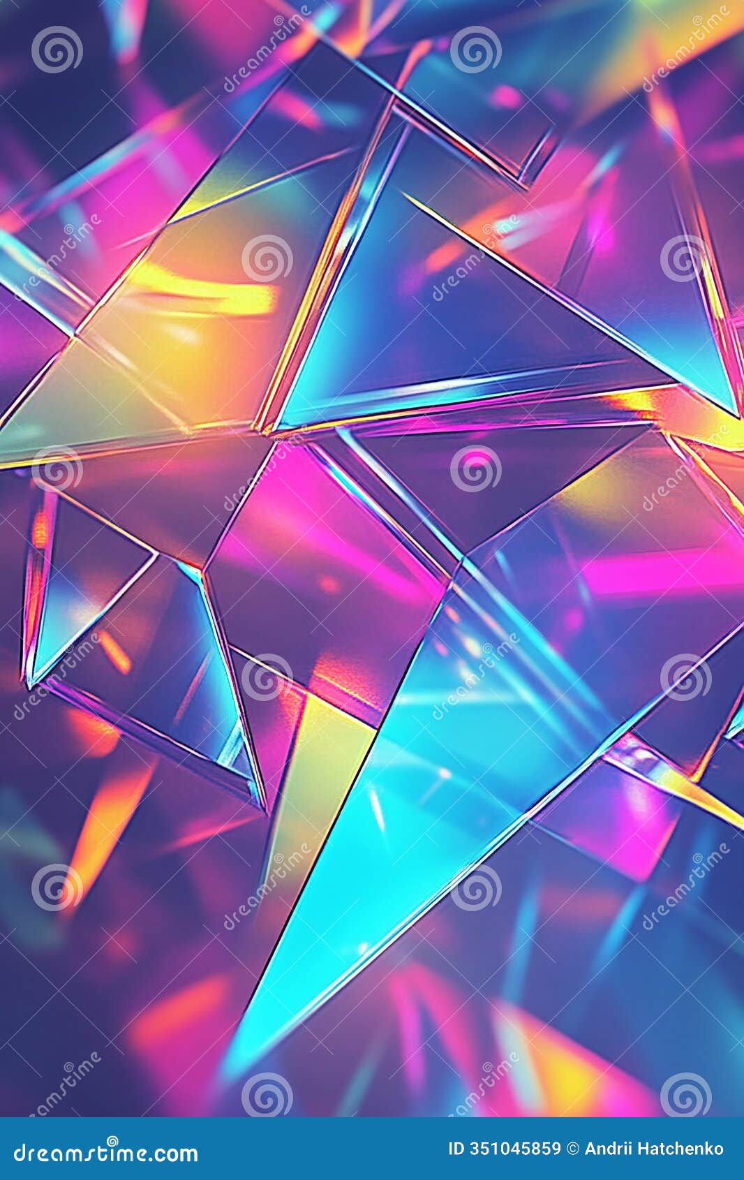 A Gradient Overlay with Dynamic Glowing Triangles in Neon Tones. Stock ...