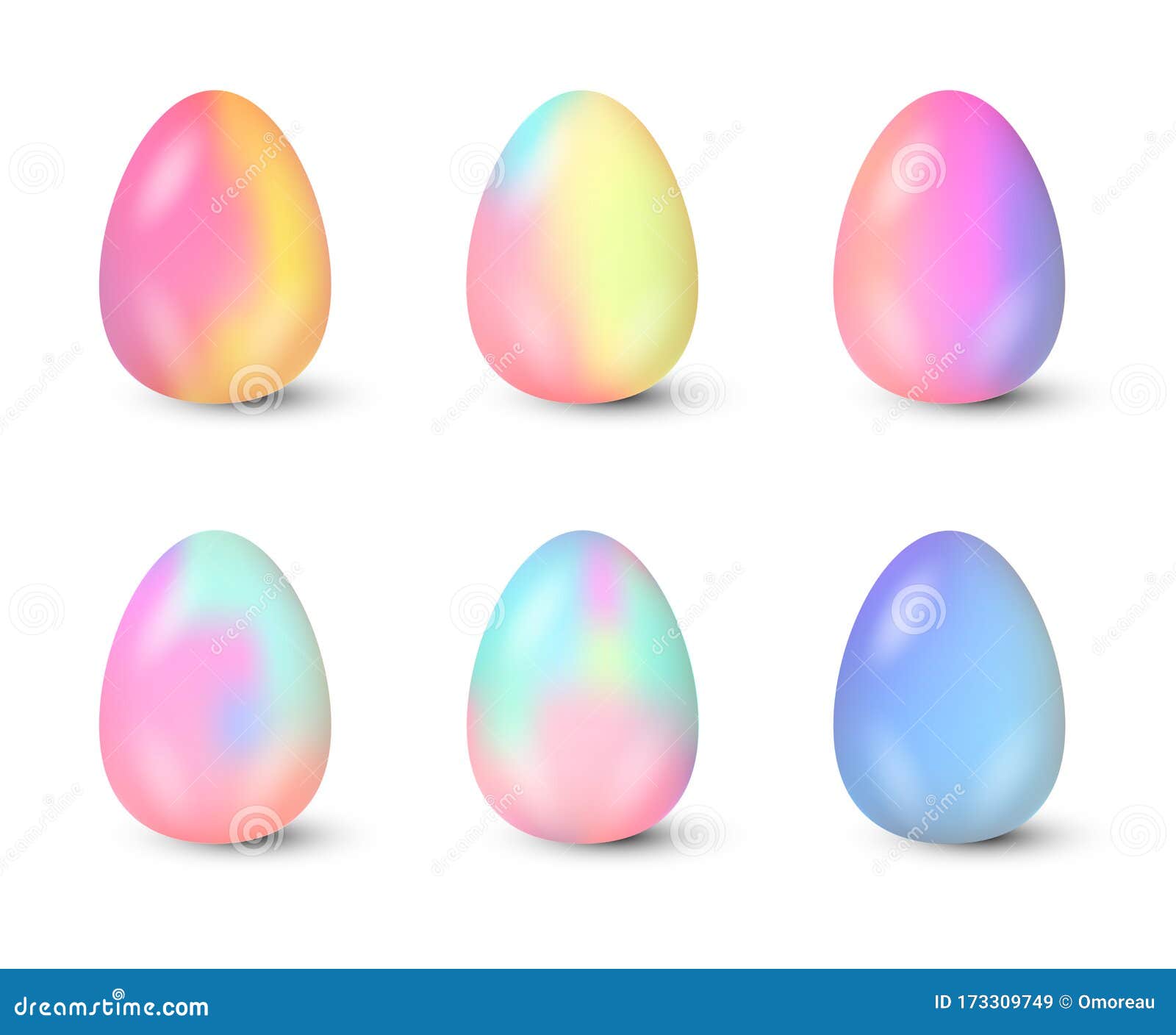 Gradient Painted 3D Easter Eggs Vector Illustration Stock Vector ...