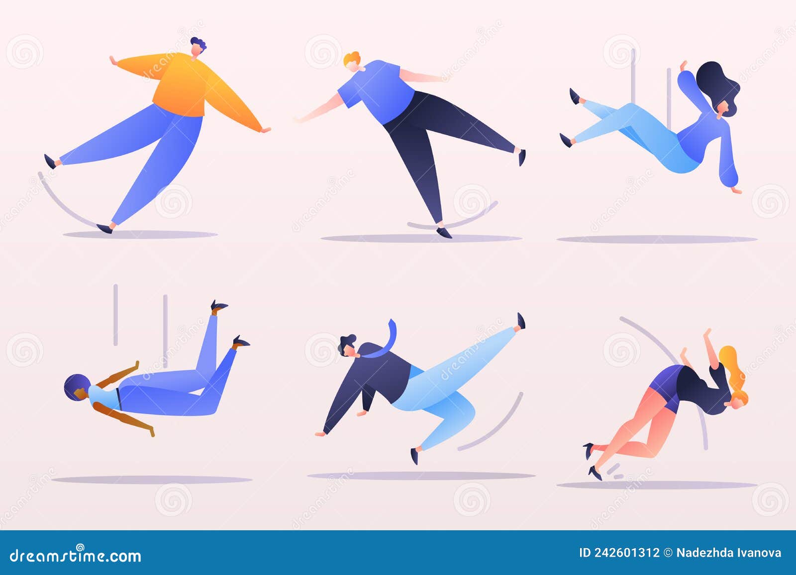 Gradient People Falling Collection Vector Illustration. Stock Vector ...