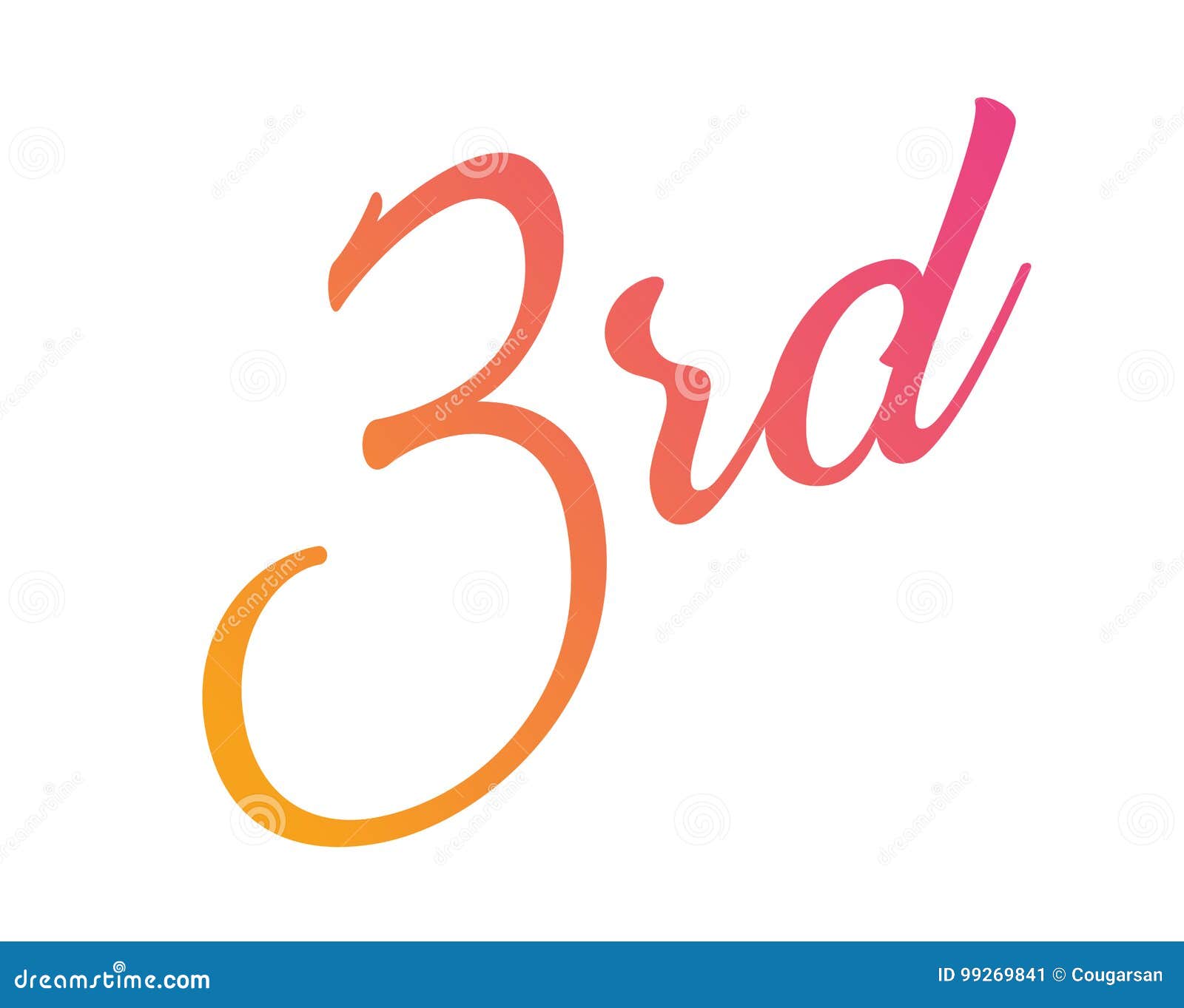 Gradient Pink To Orange Isolated Hand Writing Word Third Stock Vector ...