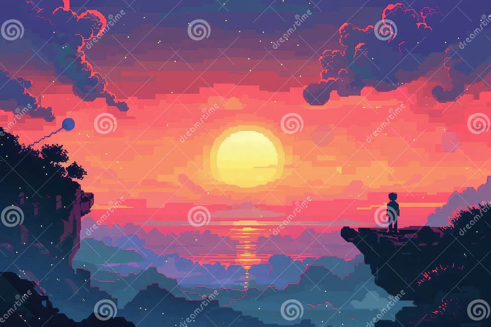 Gradient Pixel Art for a Retro and Nostalgic Design Stock Illustration ...