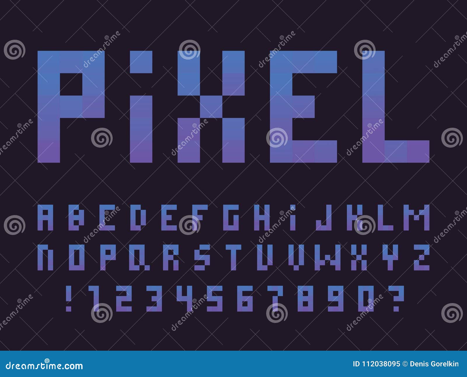 Gradient Pixel Font. Vector Alphabet Stock Vector - Illustration of ...