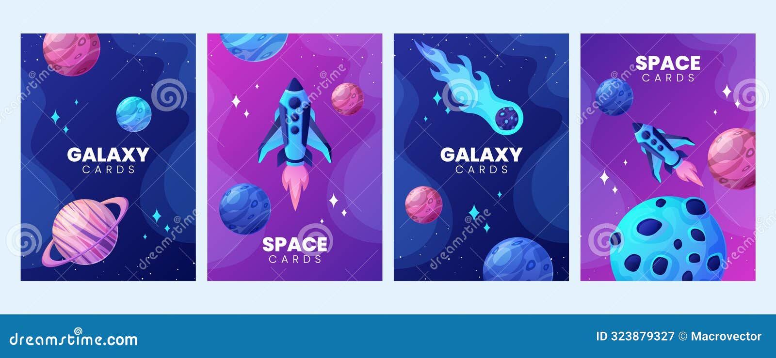 Gradient Planets Vertical Cards Collection Royalty-Free Stock ...
