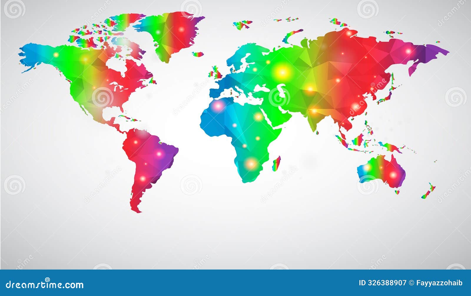 Gradient Polygon Rainbow World Map Stock Illustration - Illustration of ...