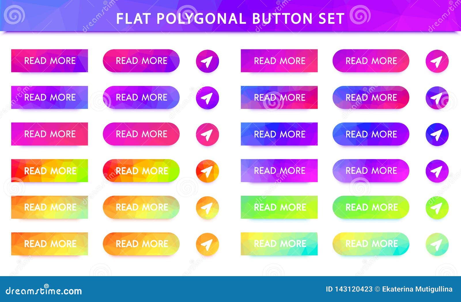 Gradient Polygonal Vector Buttons Stock Illustration - Illustration of ...