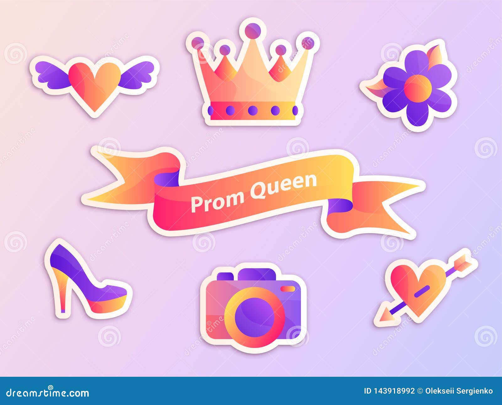 Gradient Prom Queen Ribbon Vector Illustration Web Stock Vector ...