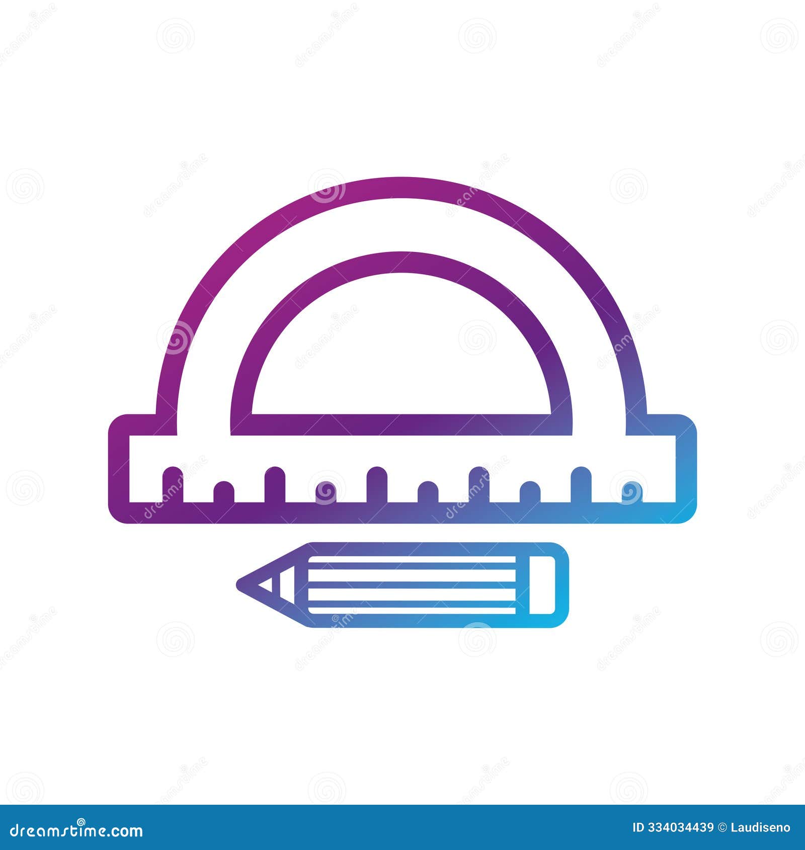Gradient Protractor and Pencil Icon in Purple and Blue Vector Stock ...
