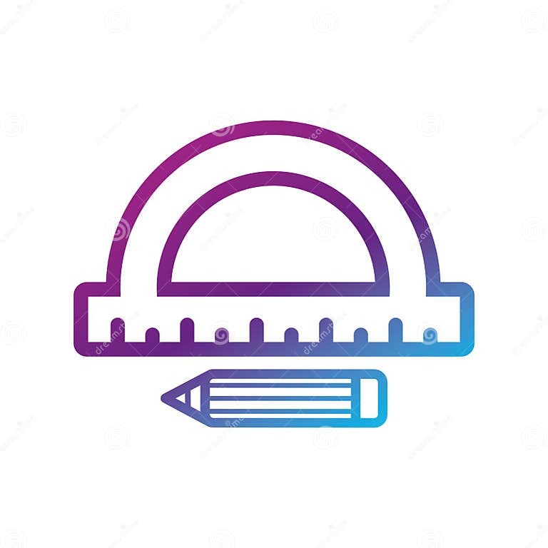 Gradient Protractor and Pencil Icon in Purple and Blue Vector Stock ...