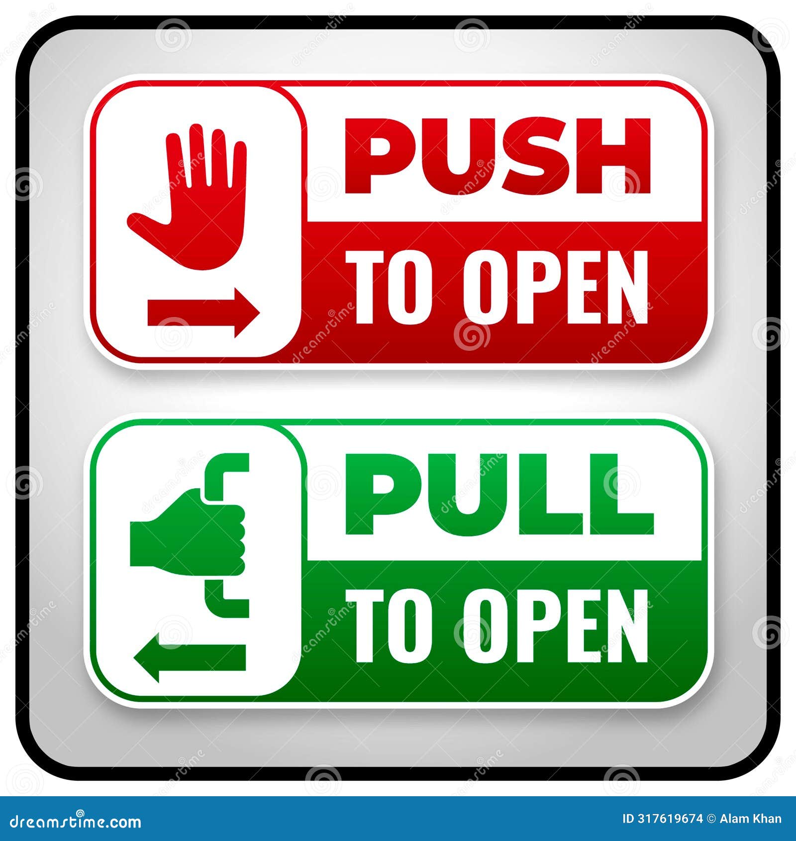 Gradient Push Pull Sign Illustration Pull and Push To Open. Vector ...