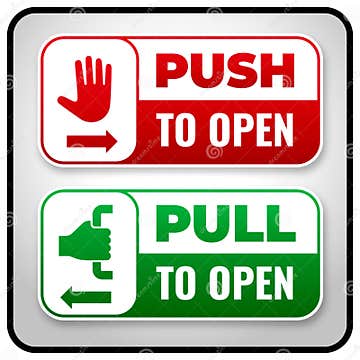 Gradient Push Pull Sign Illustration Pull and Push To Open. Vector ...