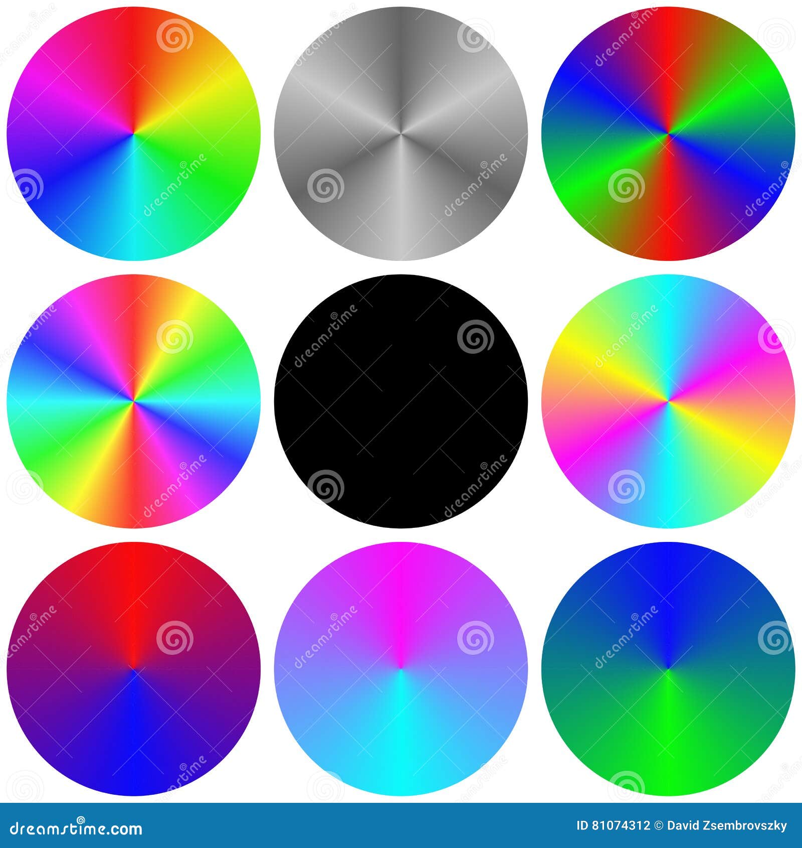 Gradient Rainbow Circle Color Palette Set Stock Vector - Illustration ...
