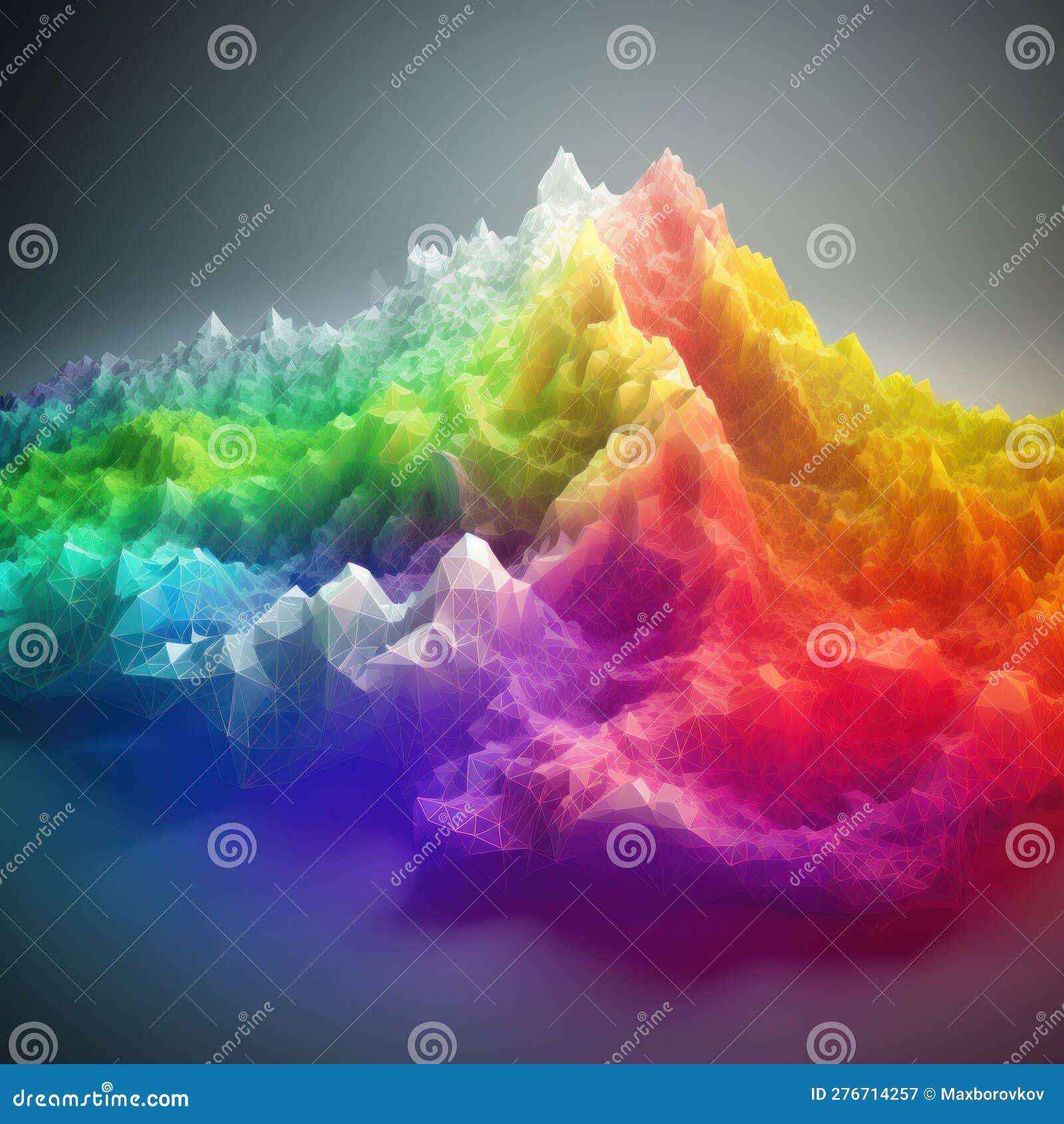Gradient Rainbow Colored Topographic Grid Terrain with Hills and ...