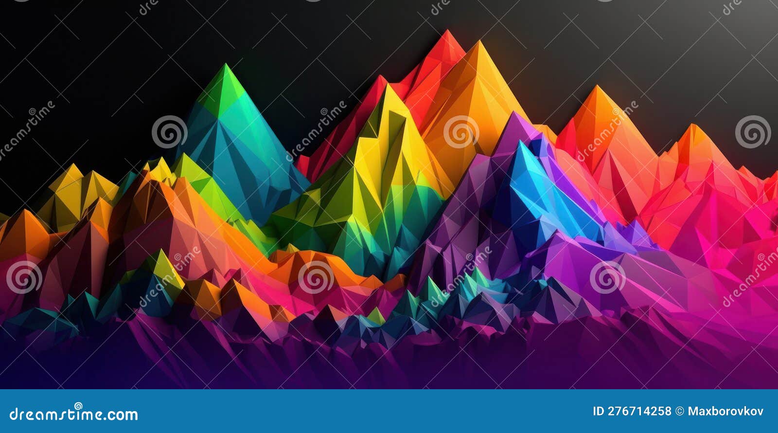 Gradient Rainbow Colored Topographic Grid Terrain with Hills and ...