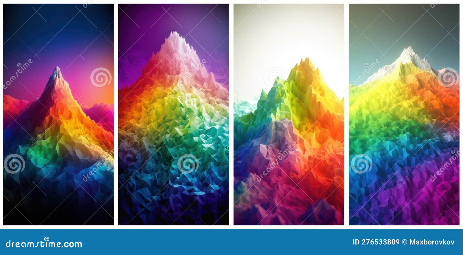 Gradient Rainbow Colored Topographic Grid Terrain with Hills and ...