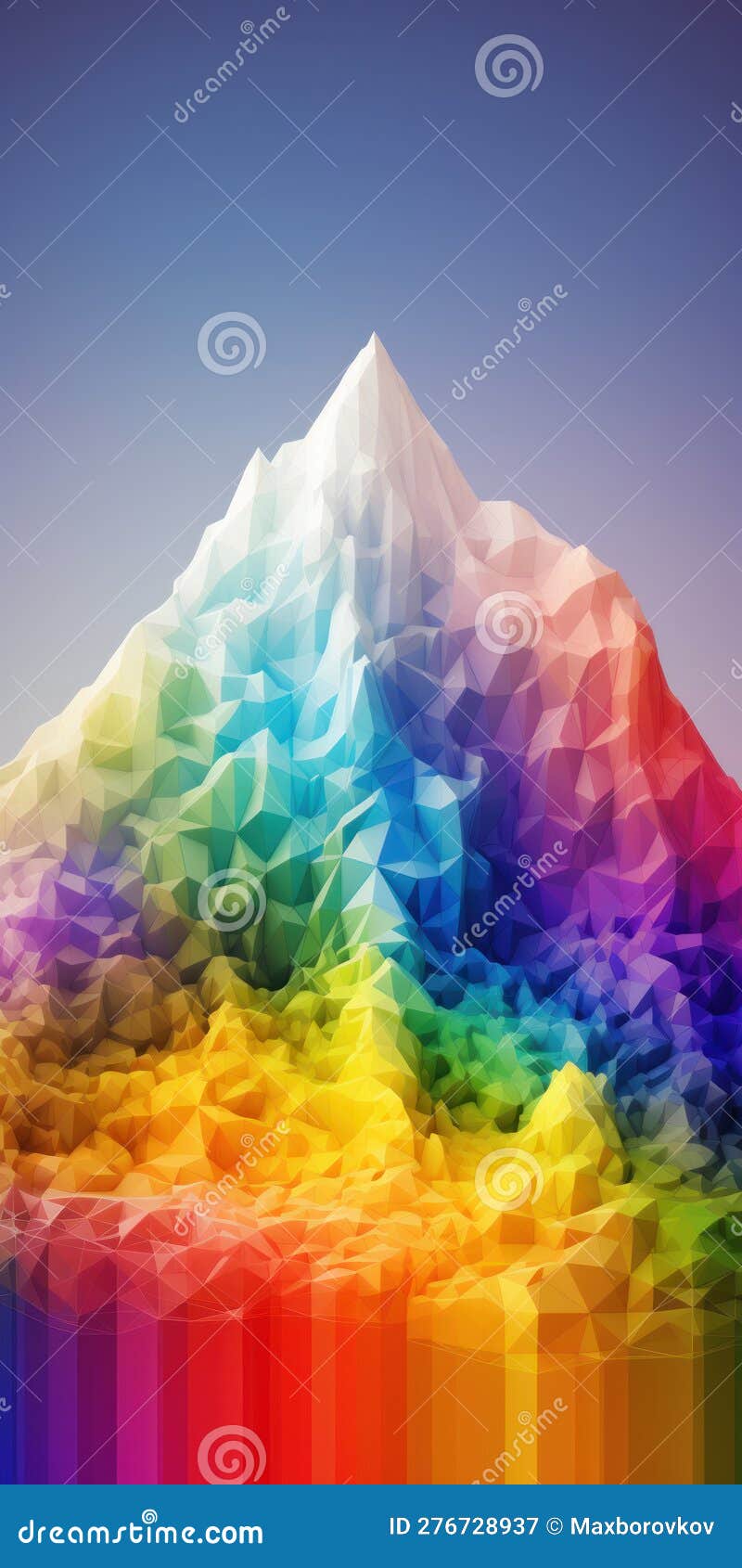 Gradient Rainbow Colored Topographic Grid Terrain with Hills and ...