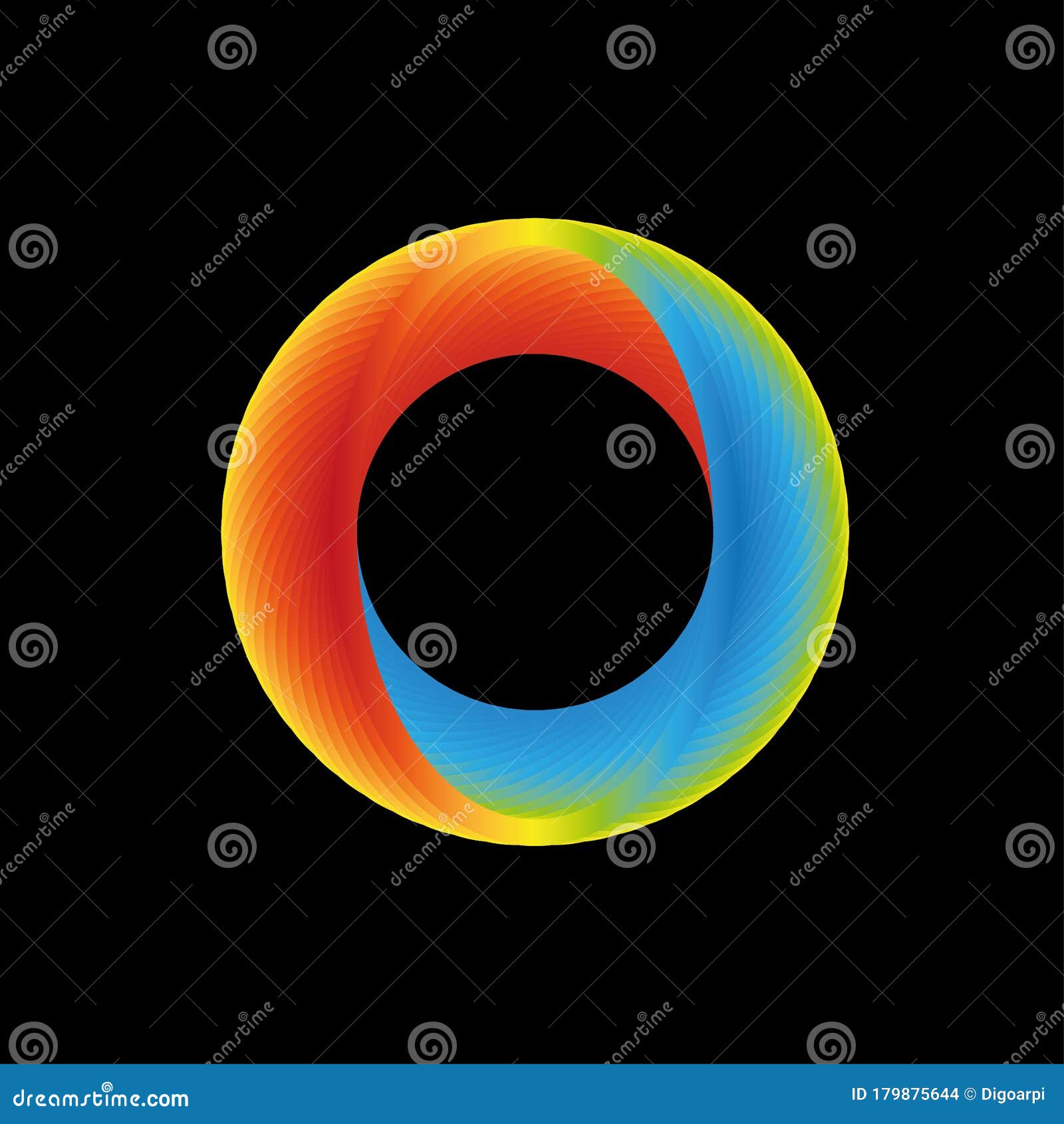 Gradient Rainbow Colors Dynamic Ellipse Shape on Black Background Stock ...