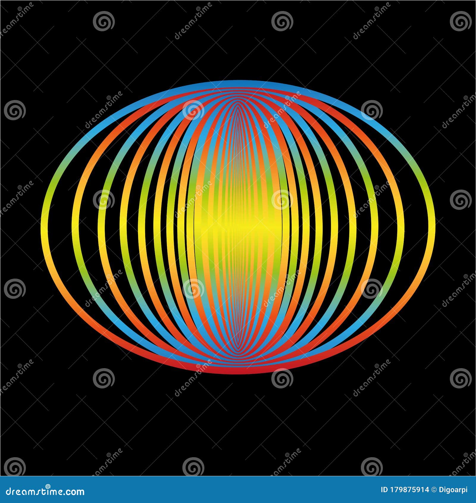 Gradient Rainbow Colors Dynamic Ellipse Shape On Black Background ...