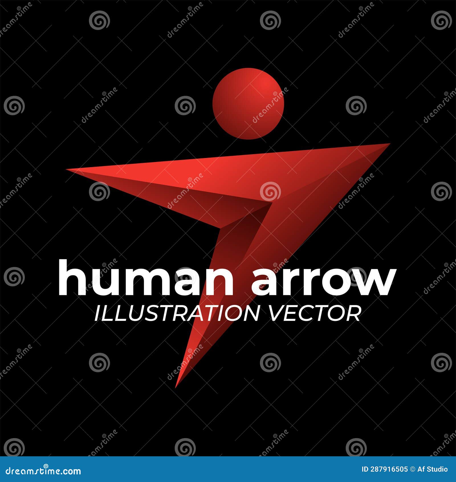Gradient Red 3D Human Arrow Arrowhead Symbol Design Stock Vector ...