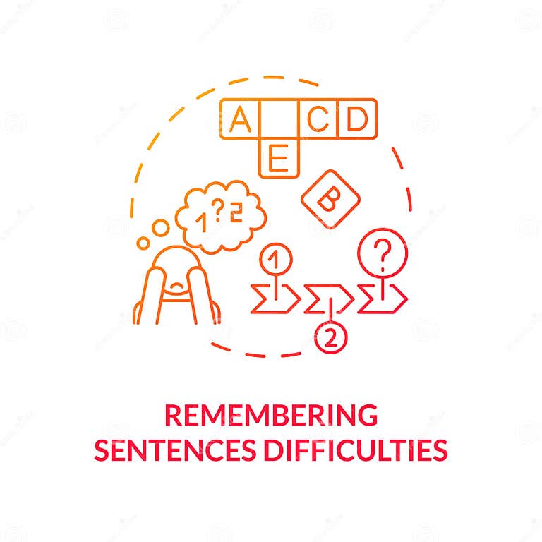 Gradient Red Icon Remembering Sentence Difficulties Concept Stock ...
