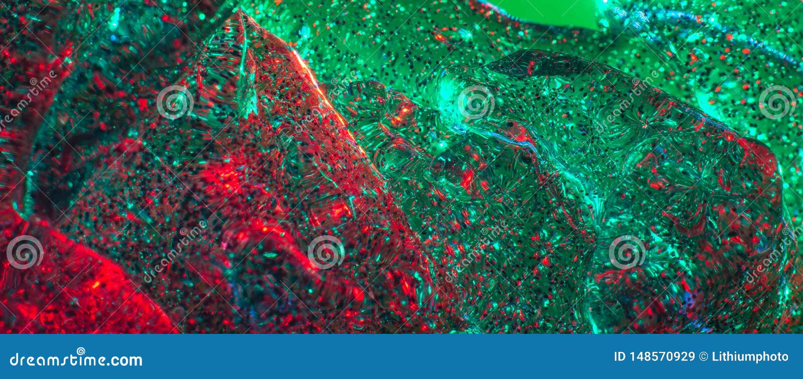 Gradient Red and Mint Slime with Glittering Multicolor Particles Stock ...