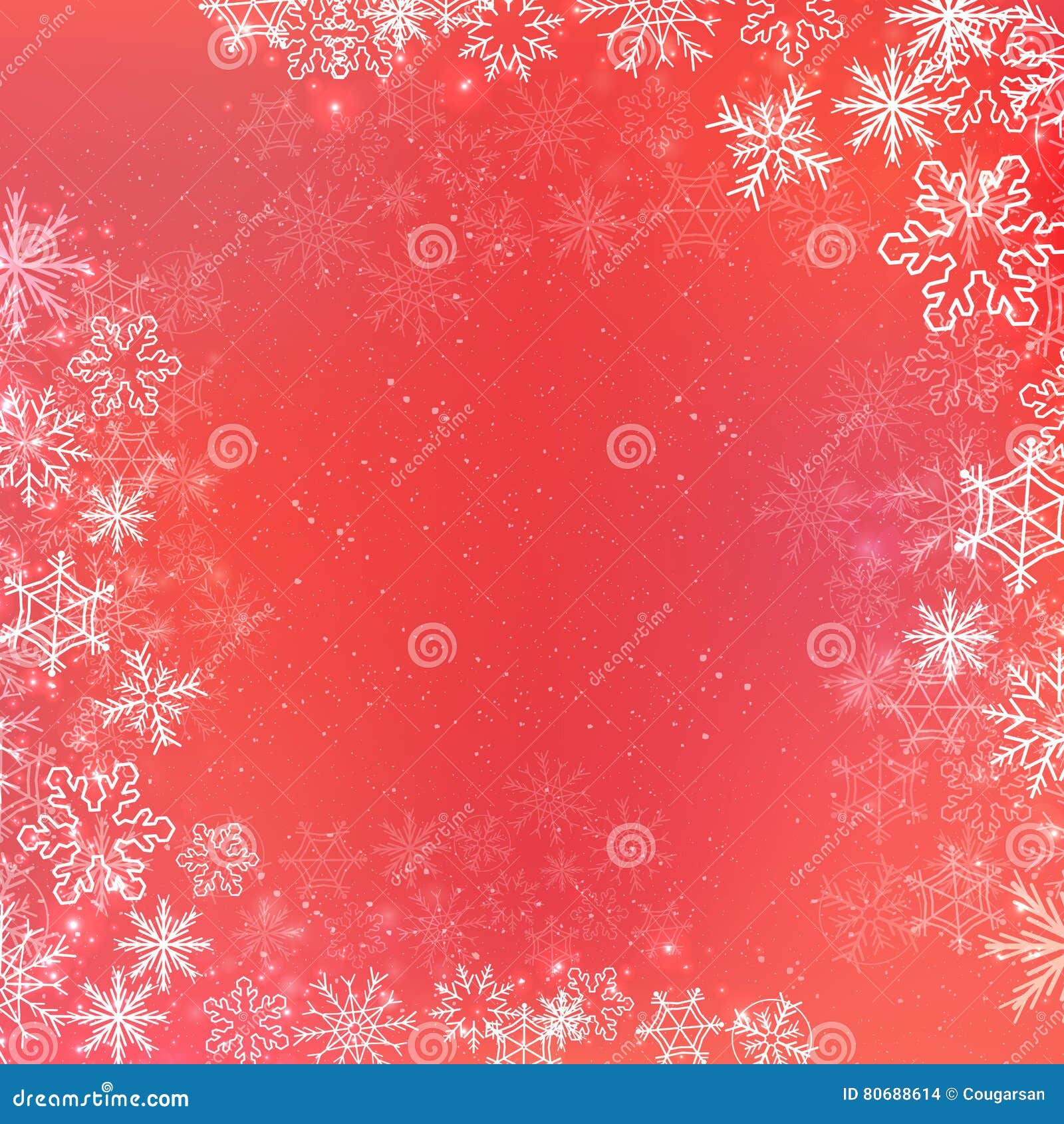 Gradient Red Winter Square Banner Background with Snowflake Stock ...