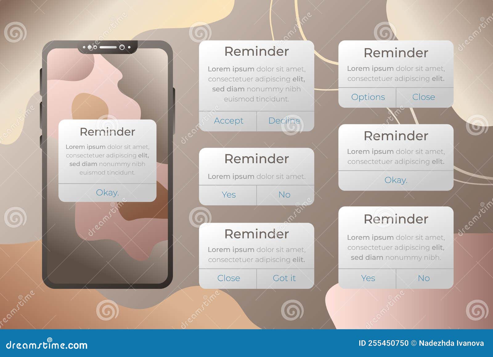 Gradient Reminder Set Design Vector Illustration. Stock Vector ...