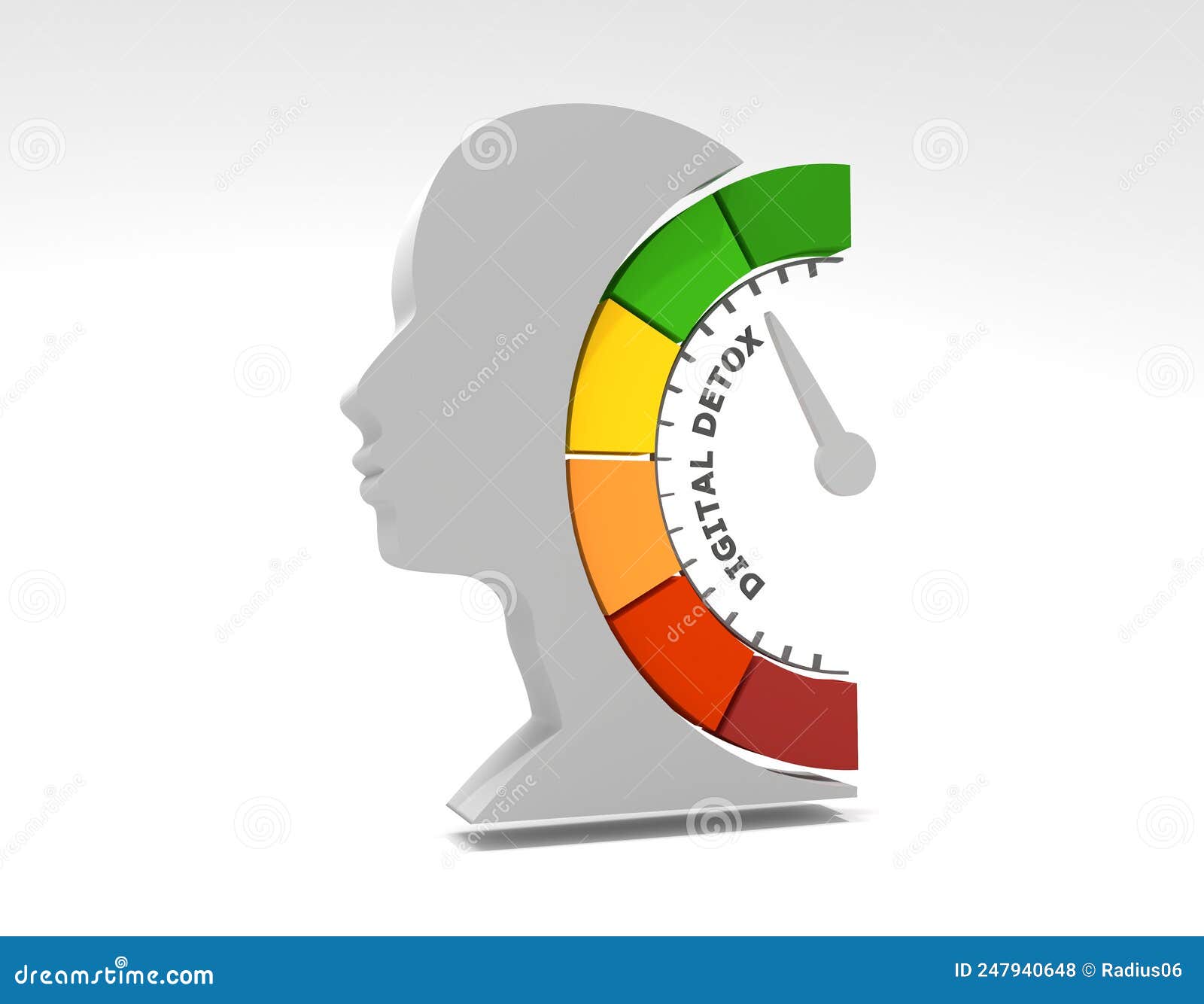 Digital Detox Concept Illustration. Addiction of Devices. Human Head ...