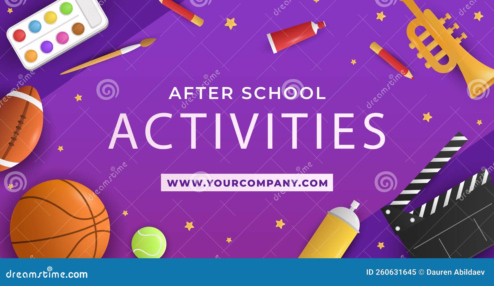 Gradient after School Activities Template Vector Illustration. Stock ...