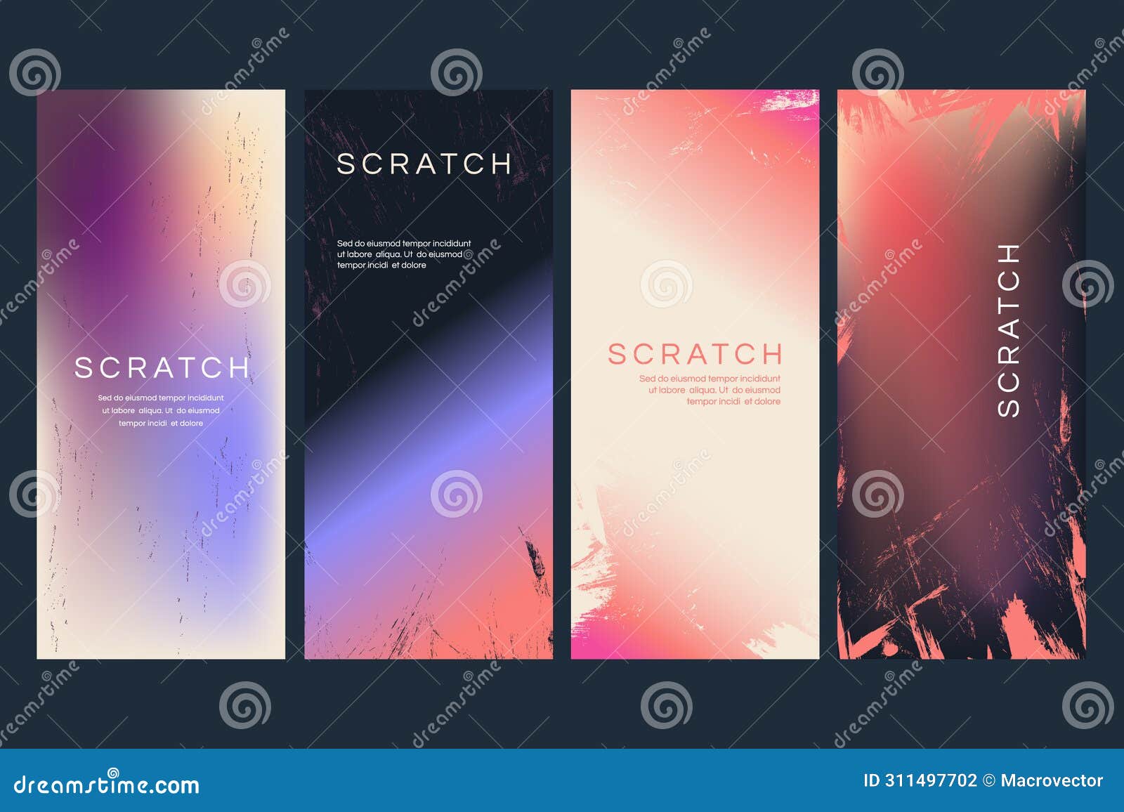 Gradient Scratch Effect Design Card Set Stock Illustration ...