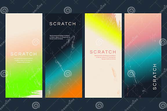 Gradient Scratch Effect Design Card Set Stock Illustration ...