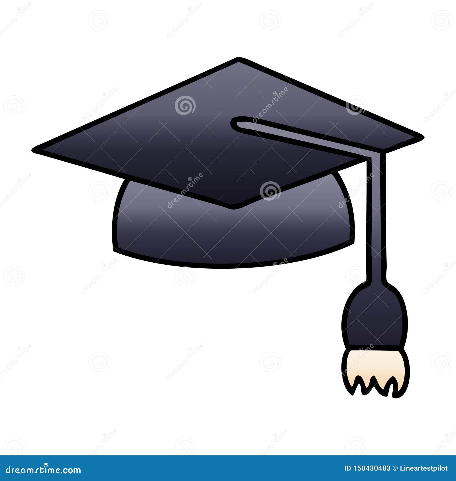 Gradient Shaded Cartoon of a Graduation Cap Stock Vector - Illustration ...