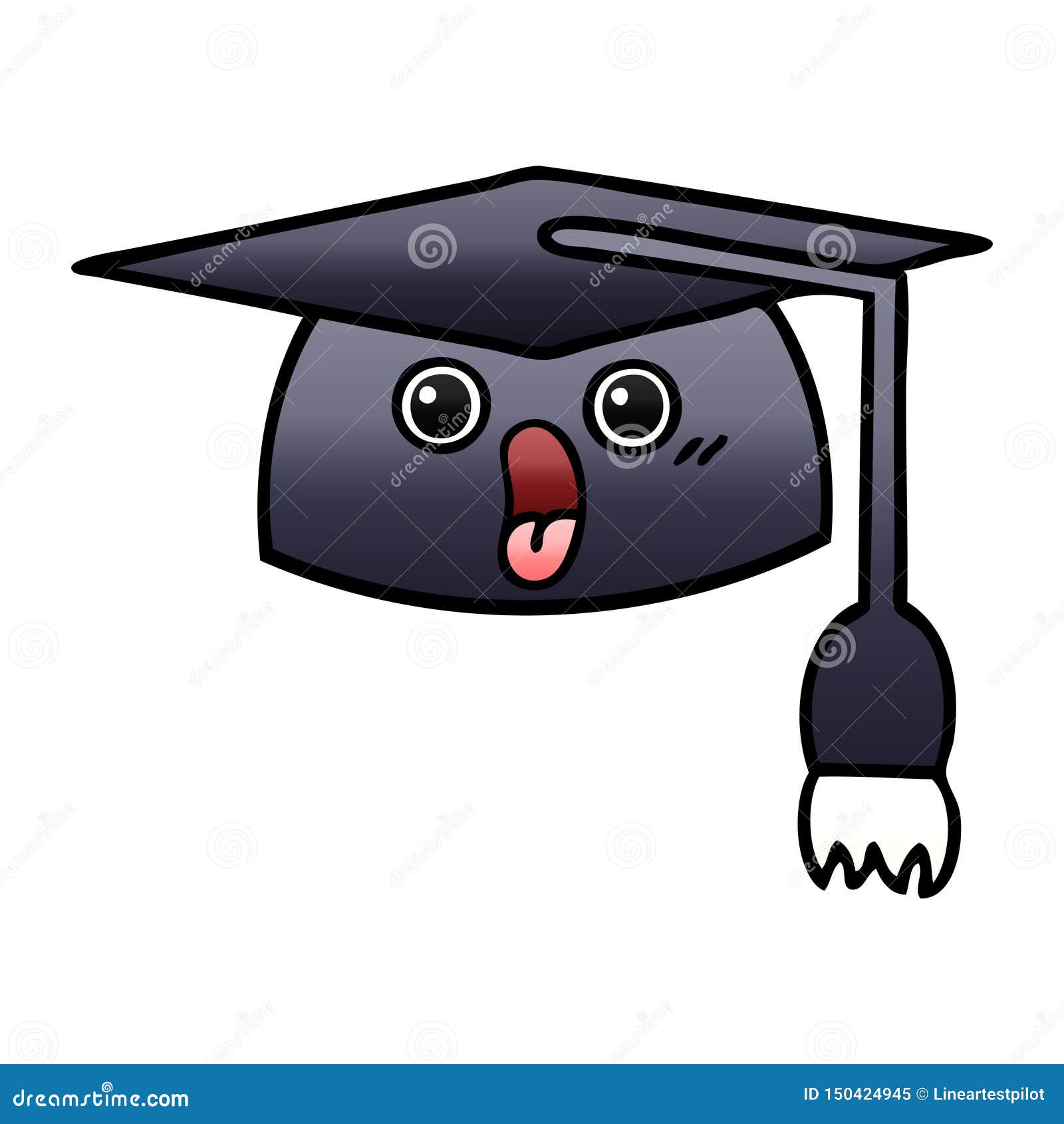 Gradient Shaded Cartoon of a Graduation Hat Stock Vector - Illustration ...
