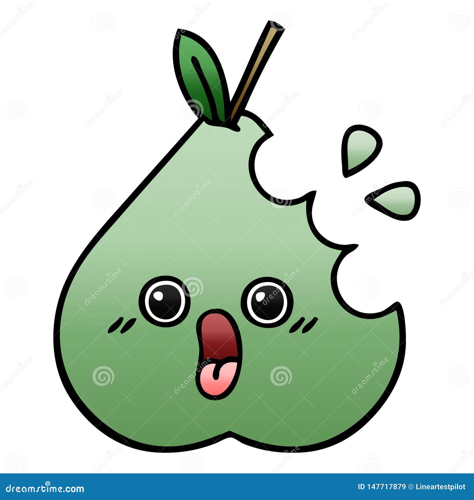 Gradient Shaded Cartoon Green Pear Stock Vector - Illustration of ...