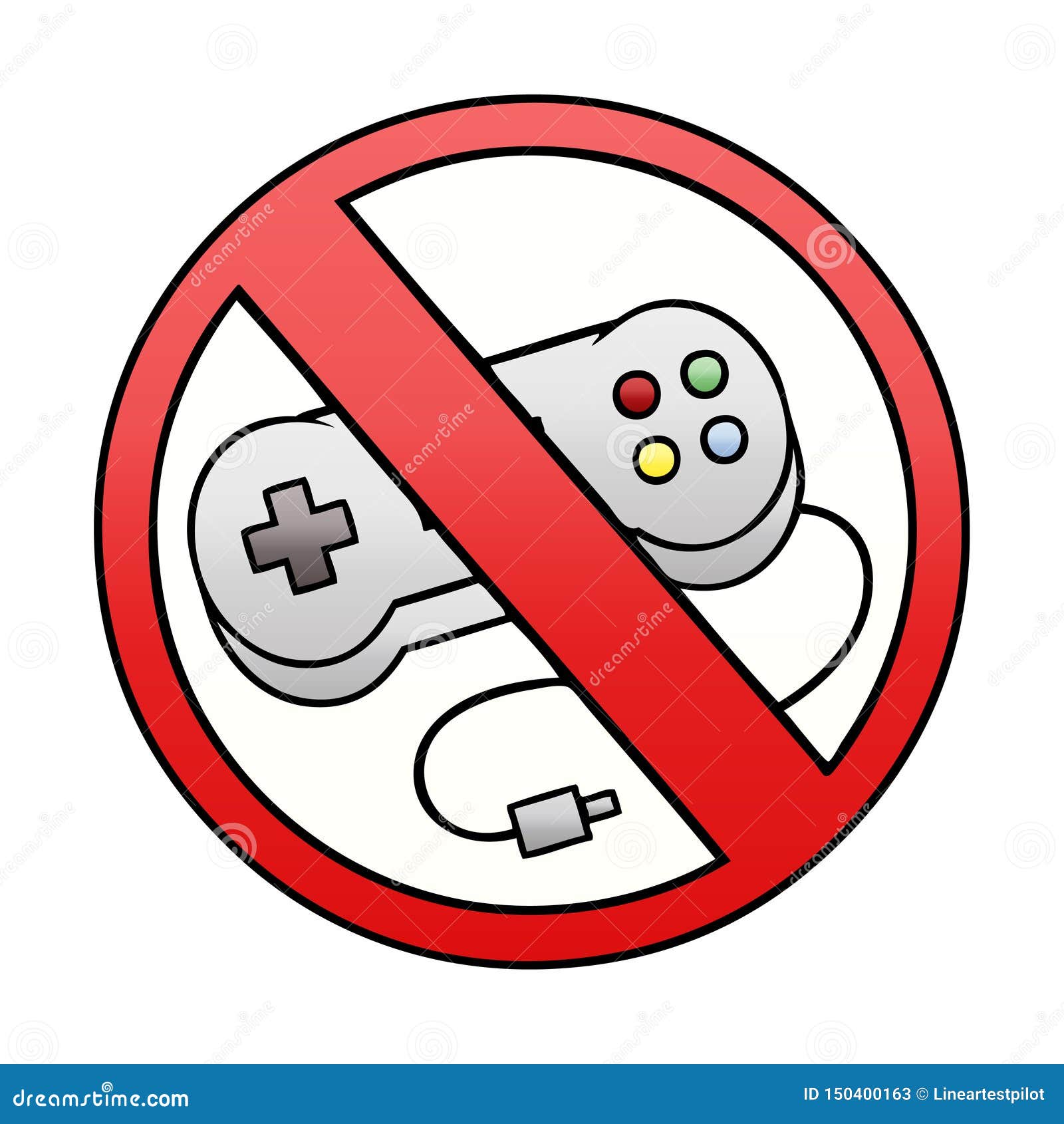 Gradient Shaded Cartoon of a No Gaming Allowed Sign Stock Vector ...