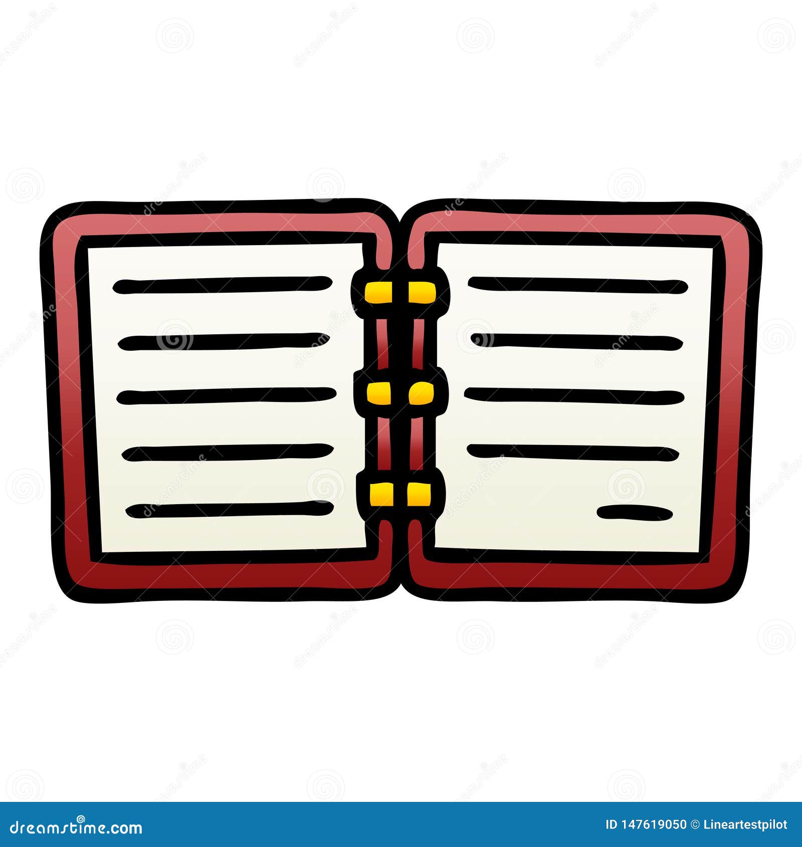 Gradient Shaded Cartoon Open Diary Stock Vector - Illustration of study ...