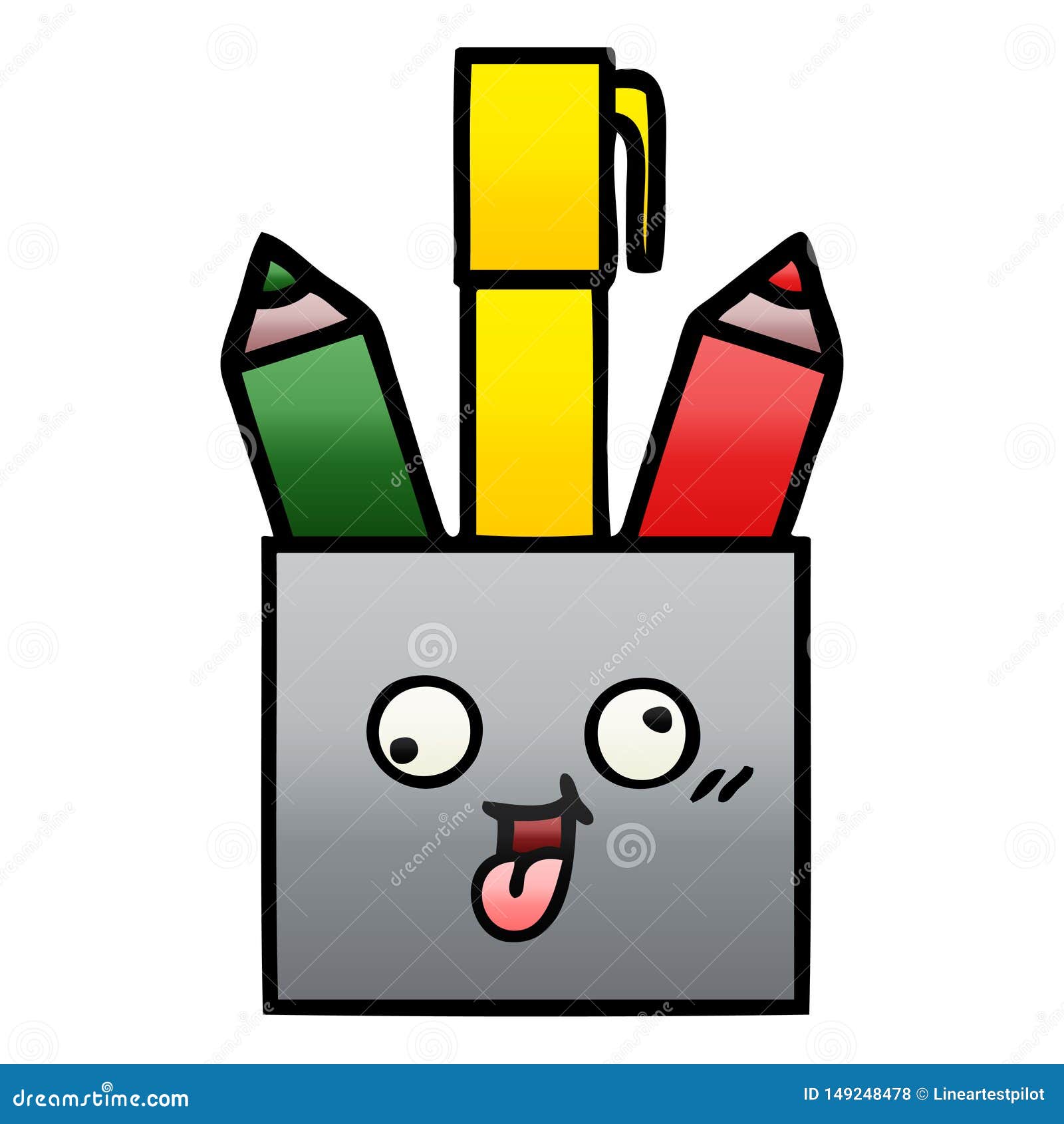 Gradient Shaded Cartoon Pencil Pot Stock Vector - Illustration of ...