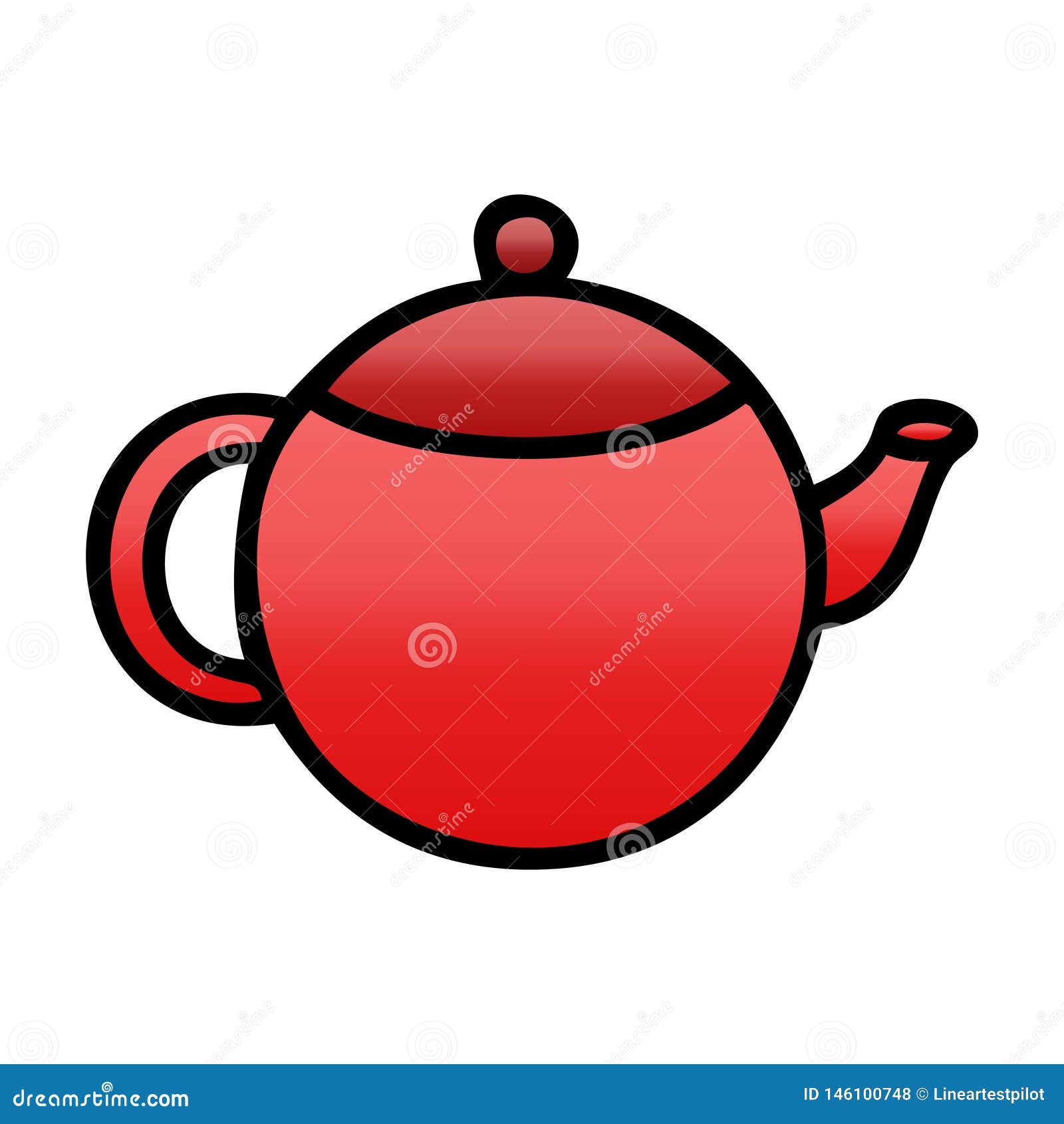 Gradient Shaded Cartoon of a Red Tea Pot Stock Vector - Illustration of ...