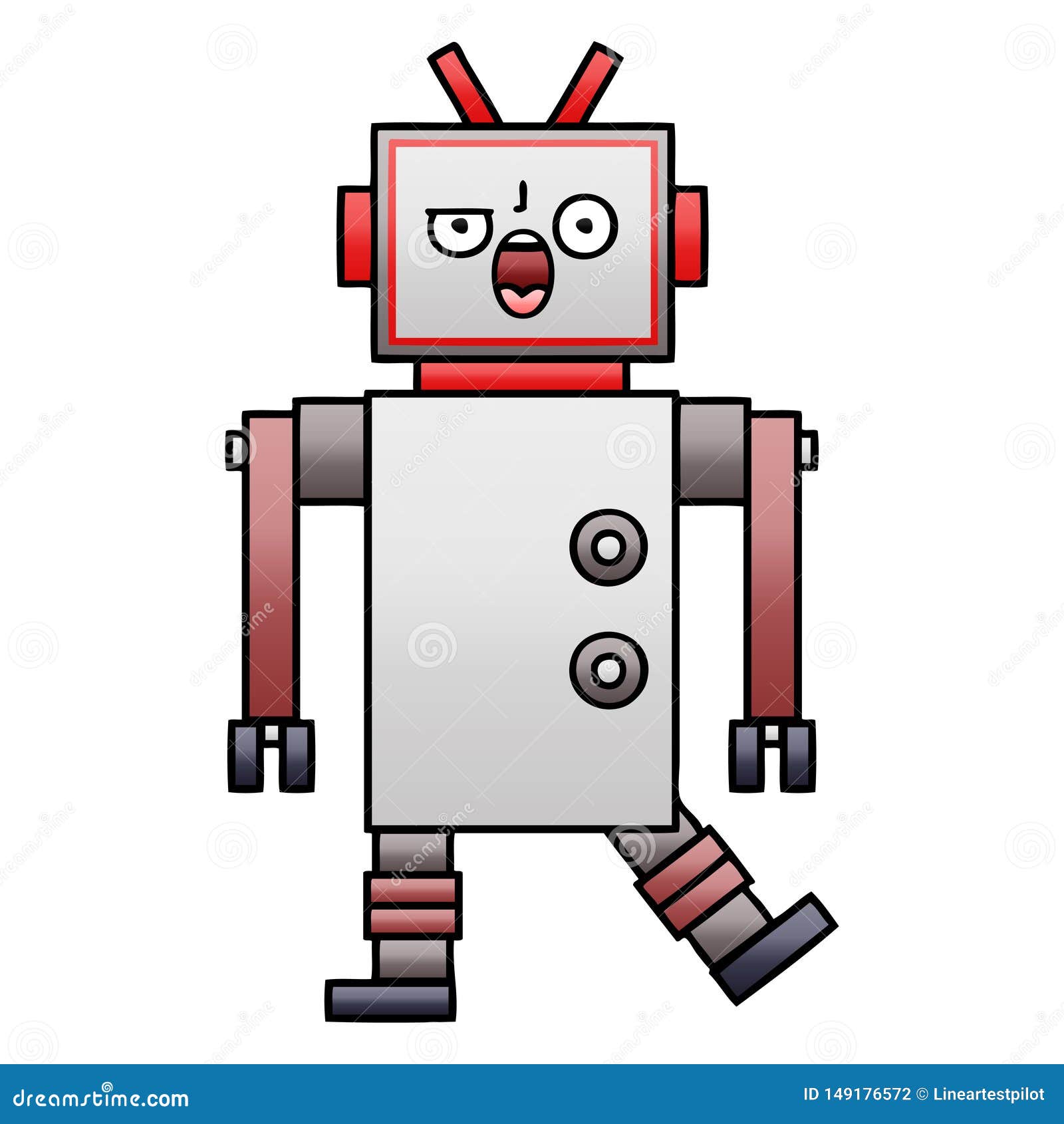Gradient Shaded Cartoon Robot Stock Vector - Illustration of artwork ...