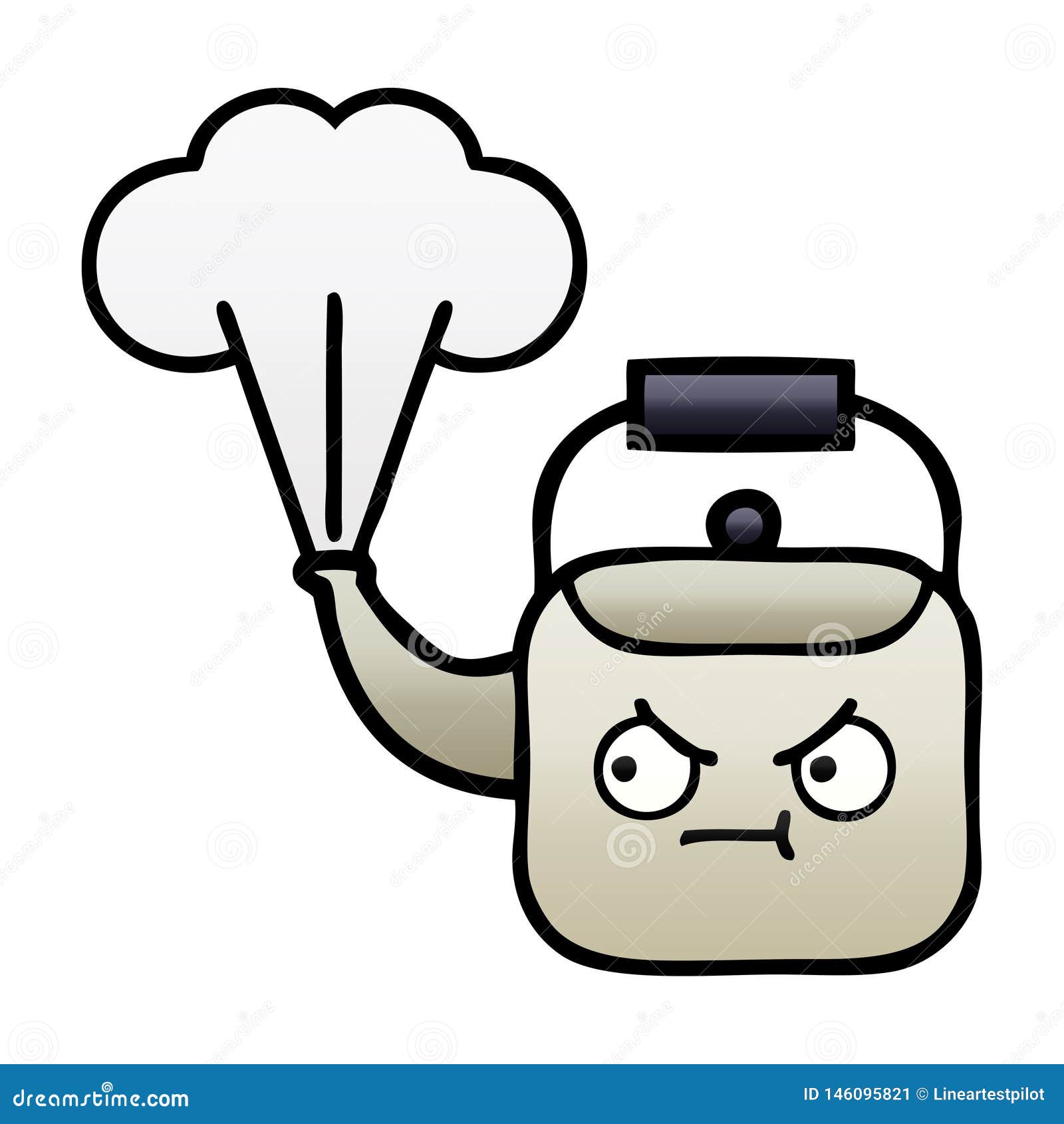 Gradient Shaded Cartoon of a Steaming Kettle Stock Vector ...