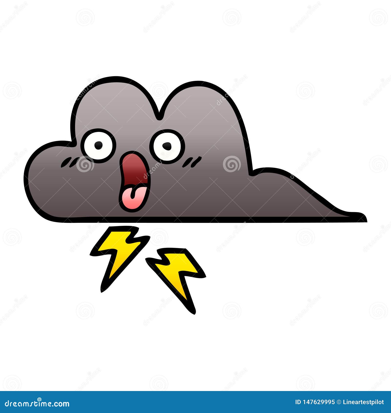 Gradient Shaded Cartoon Storm Cloud Stock Vector - Illustration of ...