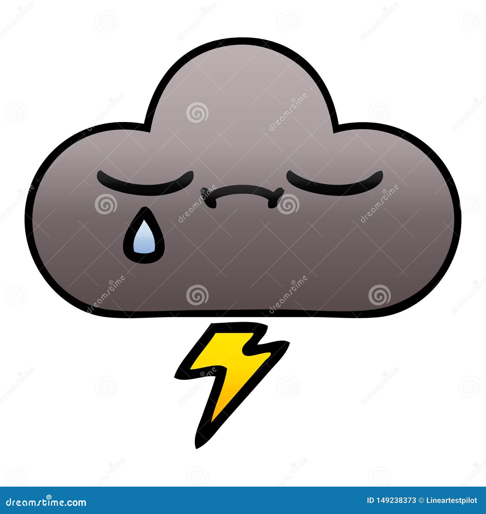 Gradient Shaded Cartoon Storm Cloud Stock Vector - Illustration of hand ...