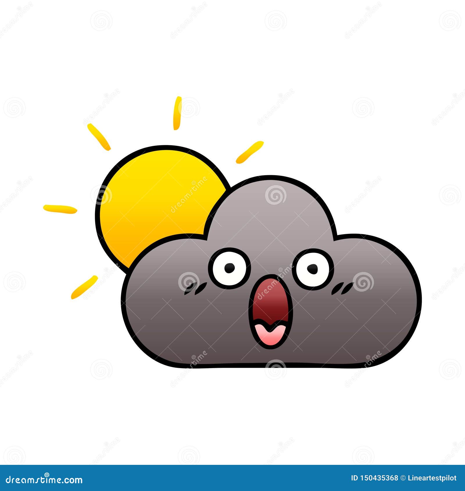 Gradient Shaded Cartoon of a Storm Cloud and Sun Stock Vector ...