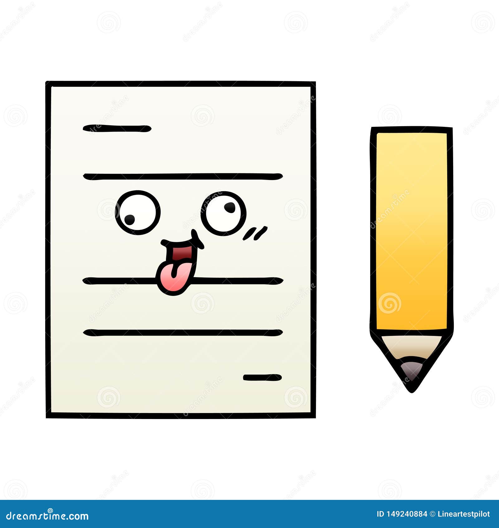 Gradient Shaded Cartoon Test Paper Stock Vector - Illustration of retro ...