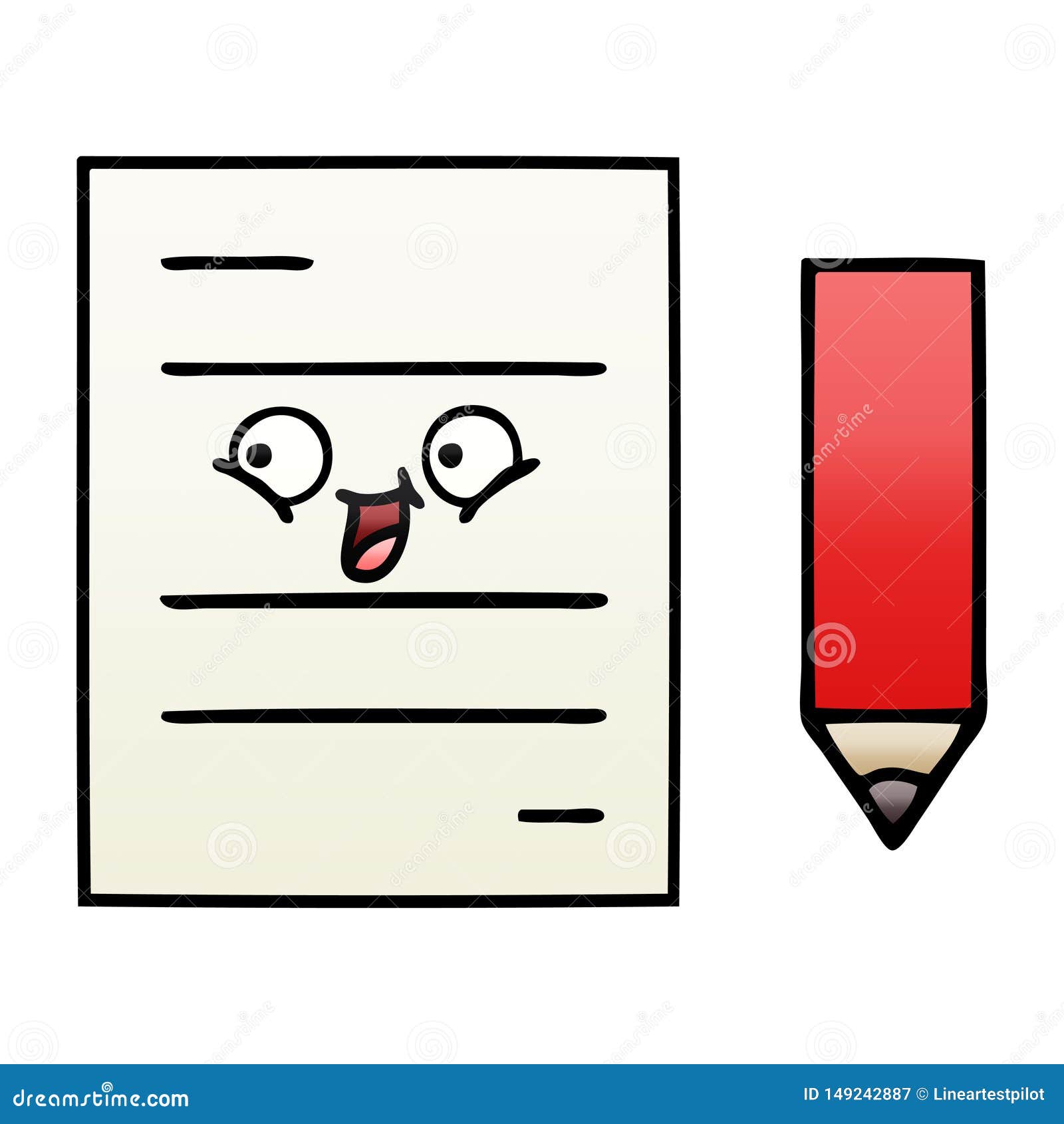 Gradient Shaded Cartoon Test Paper Stock Vector - Illustration of exam ...