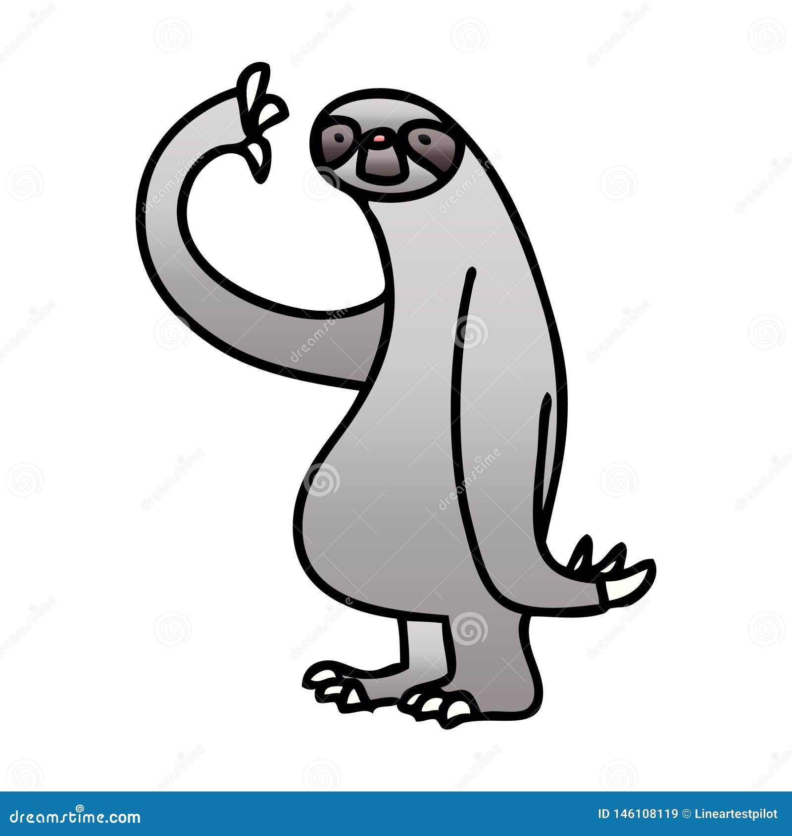 Gradient Shaded Quirky Cartoon Sloth Stock Vector - Illustration of ...