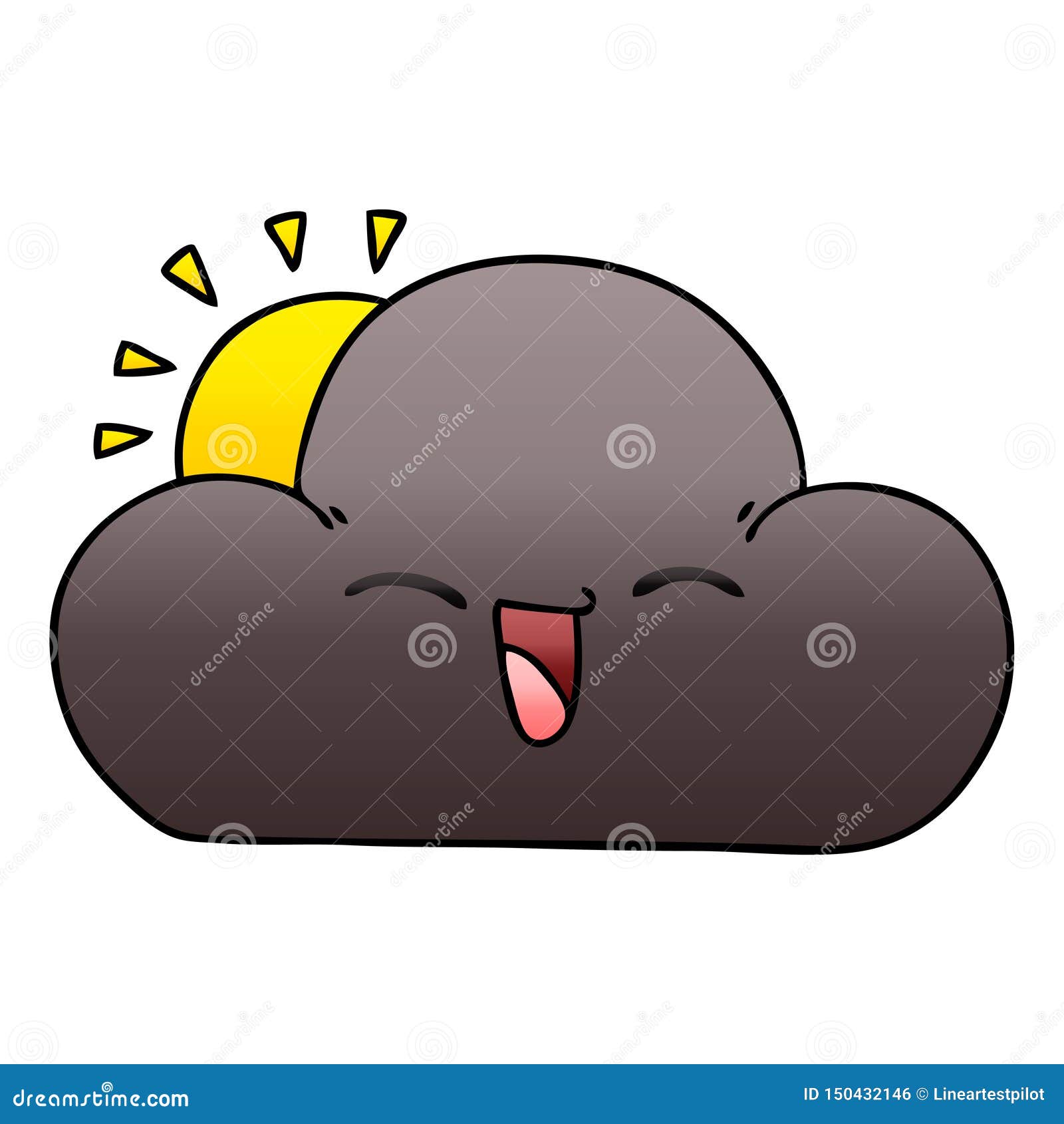 Gradient Shaded Quirky Cartoon Sun and Happy Storm Cloud Stock Vector ...